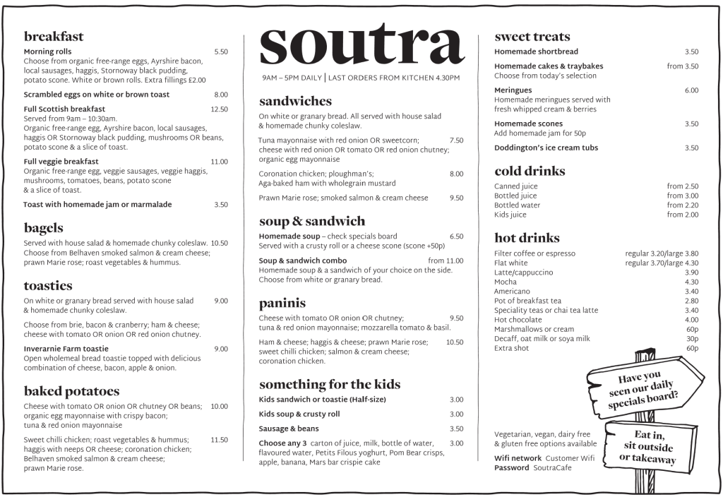 Our Menu: breakfast, lunch, coffee & cakes - Soutra